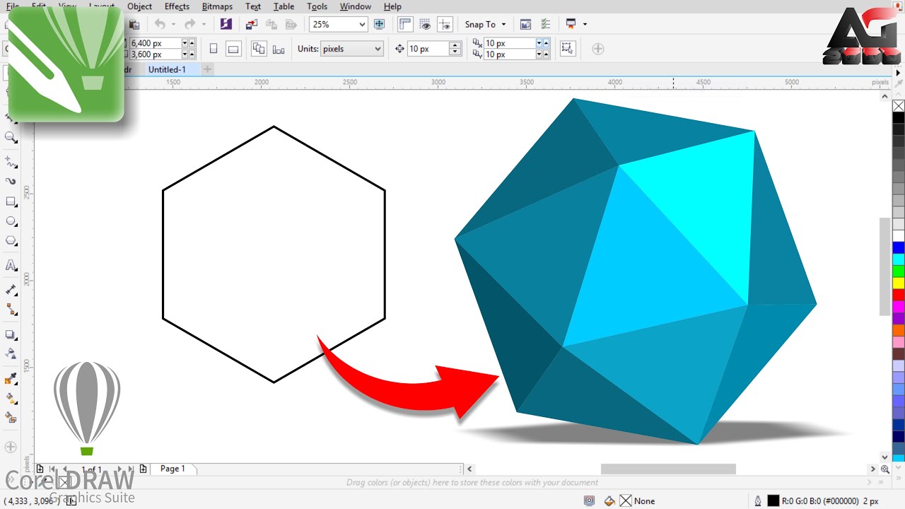3d Polygon Vector Design In Coreldraw Corel Draw Tutorial Youtube