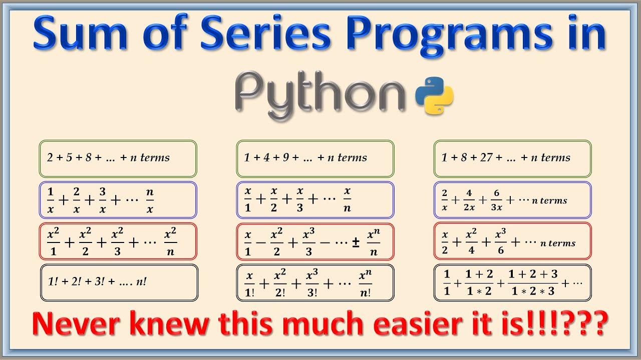 26 Sum Of Series Programs In Python Language Youtube