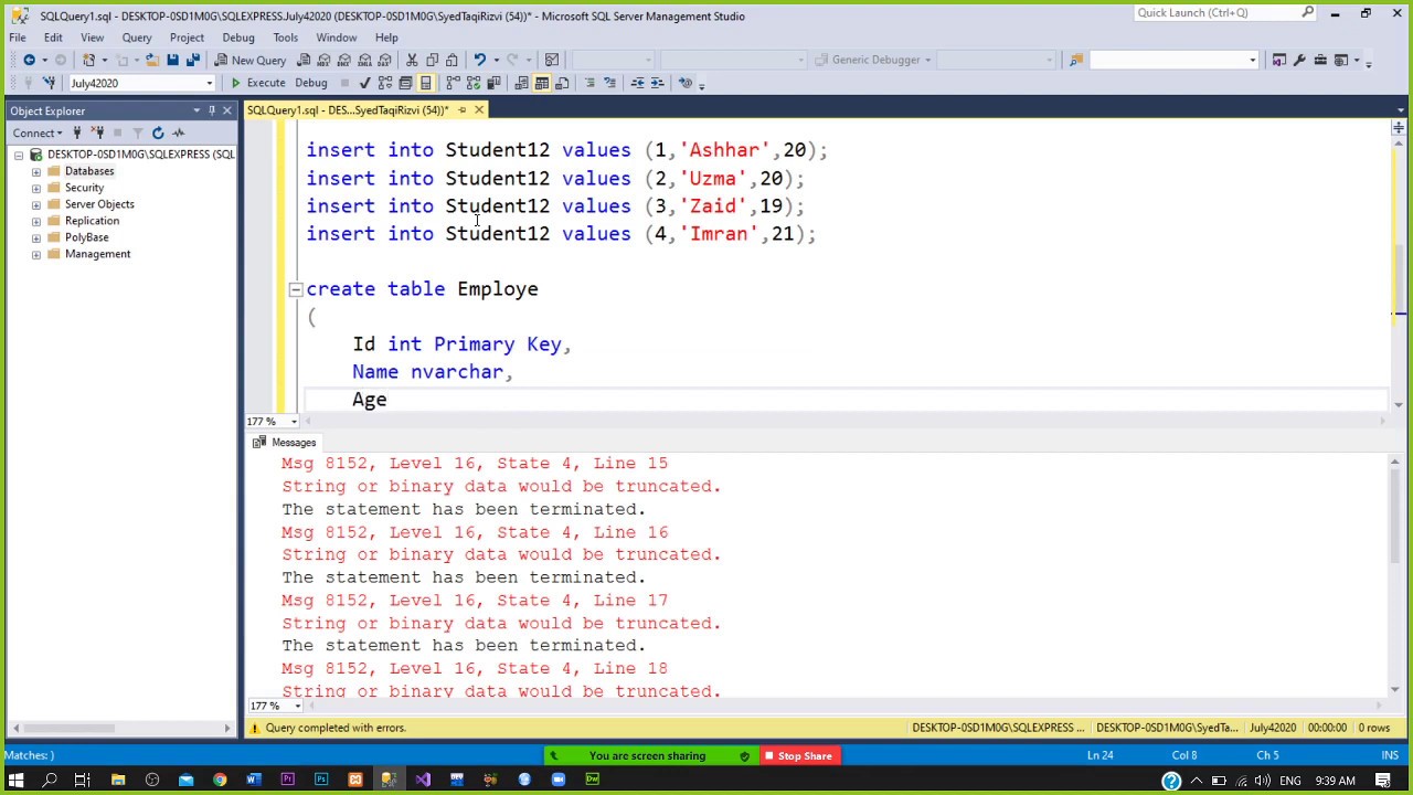 Primary And Foreign Key Sql