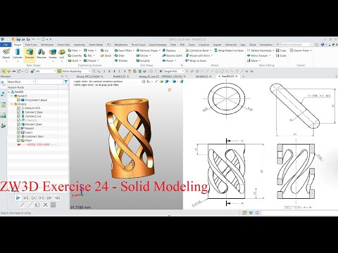 Zw3d Exercise 24 Solid Modeling Youtube
