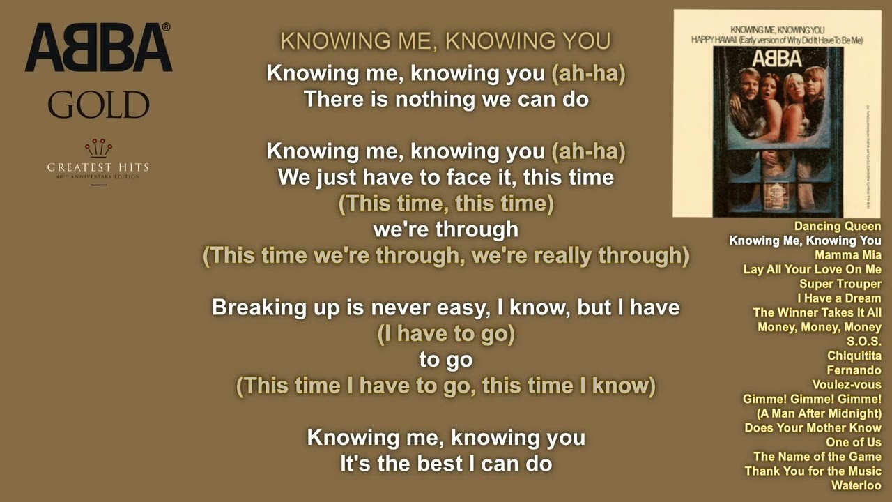 Abba Knowing Me Knowing You Youtube