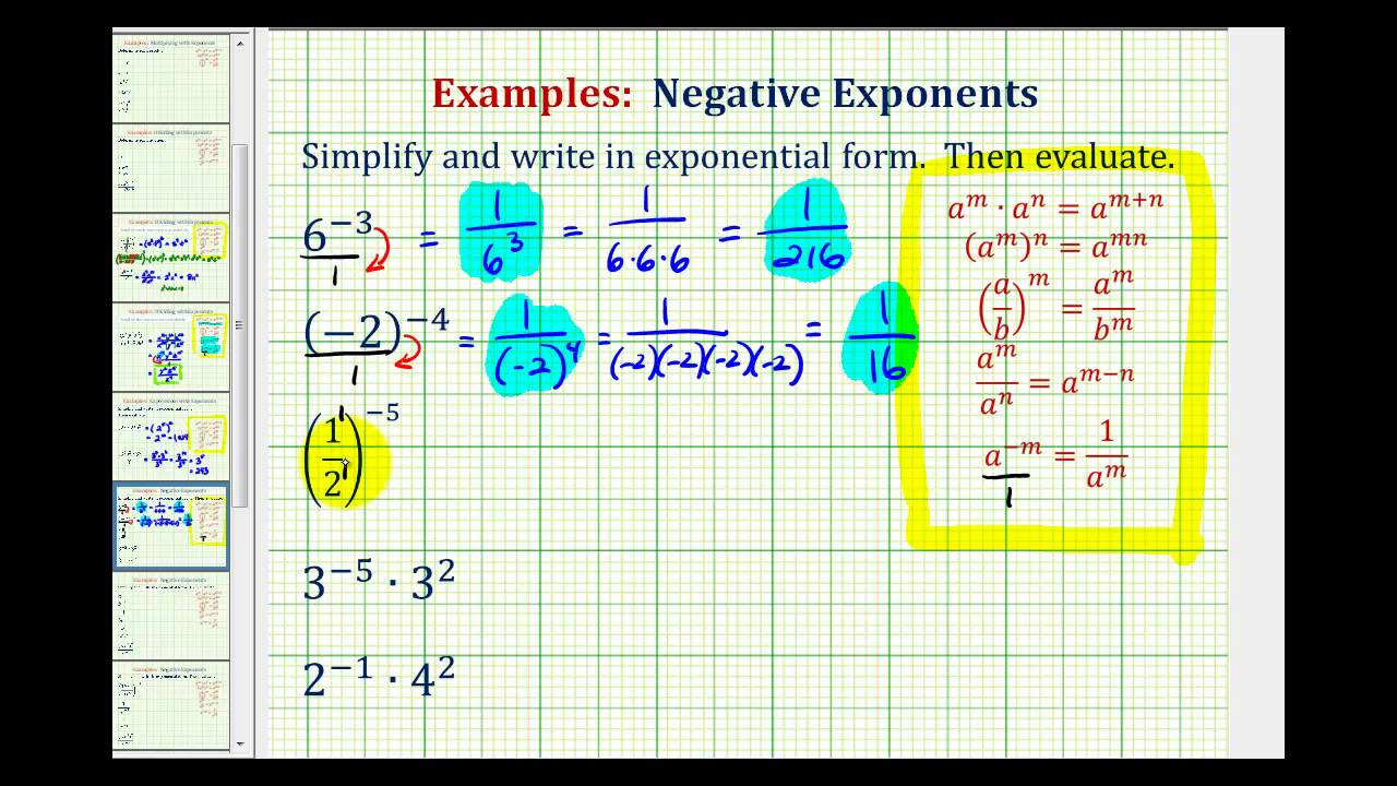 Ex 1 Simplify Exponential Expressions With Negative Exponents Basic