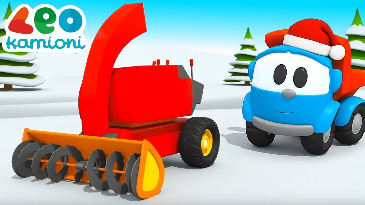 Leo Kamioni Dhe Borëpastruesja Mësoni Automjetet E Rrugës Për Fëmijë