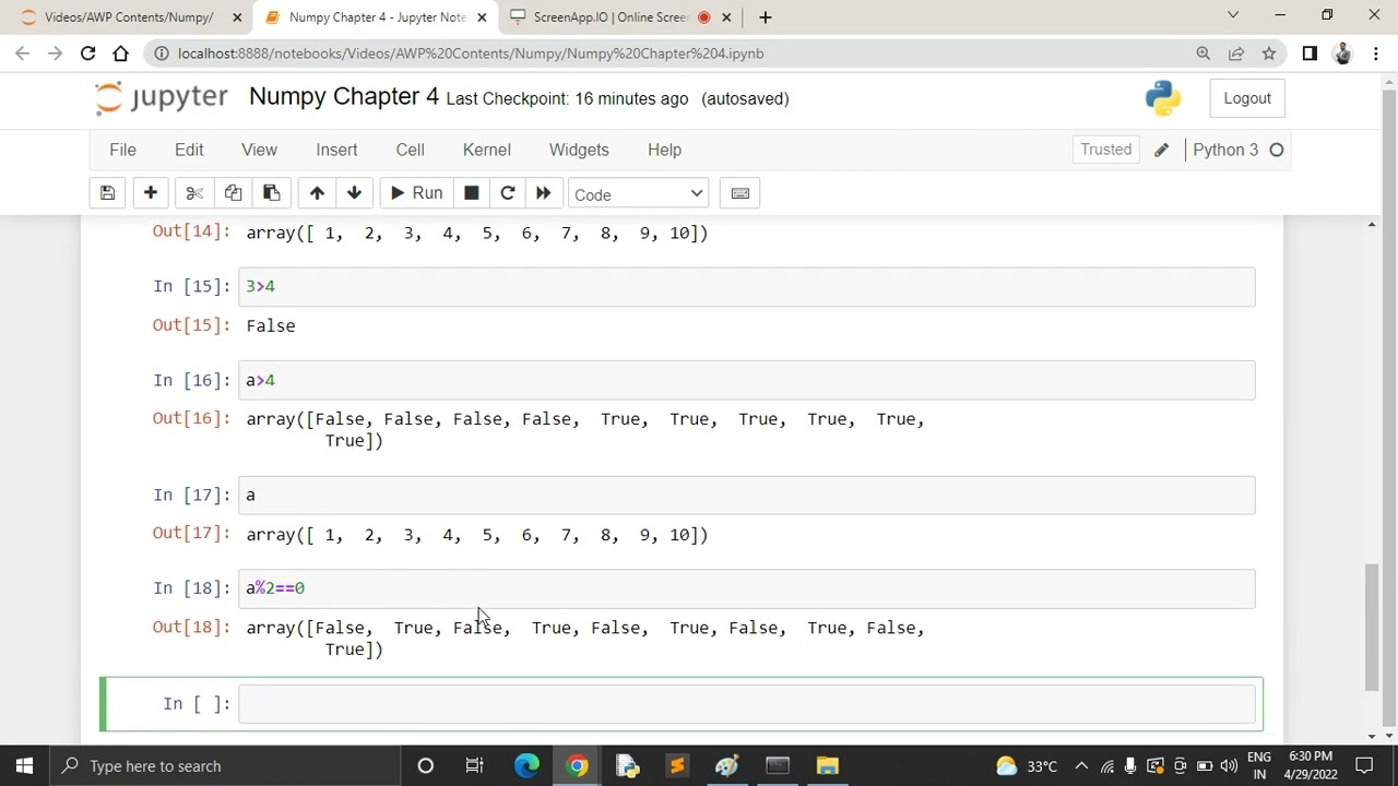 Numpy Chapter 4 Vectorization Selection In An Array Youtube
