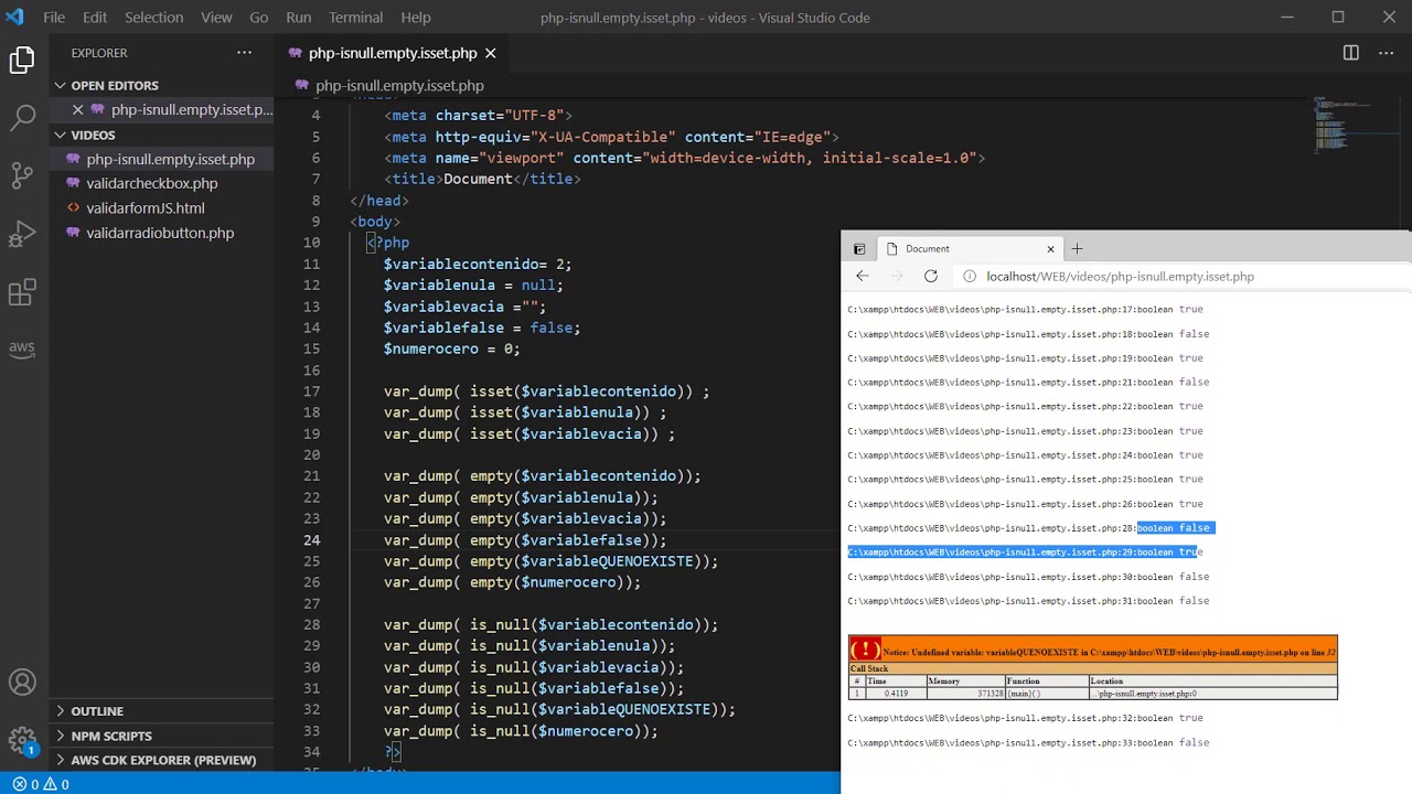 Php Función Isset Empty E Is Null Youtube