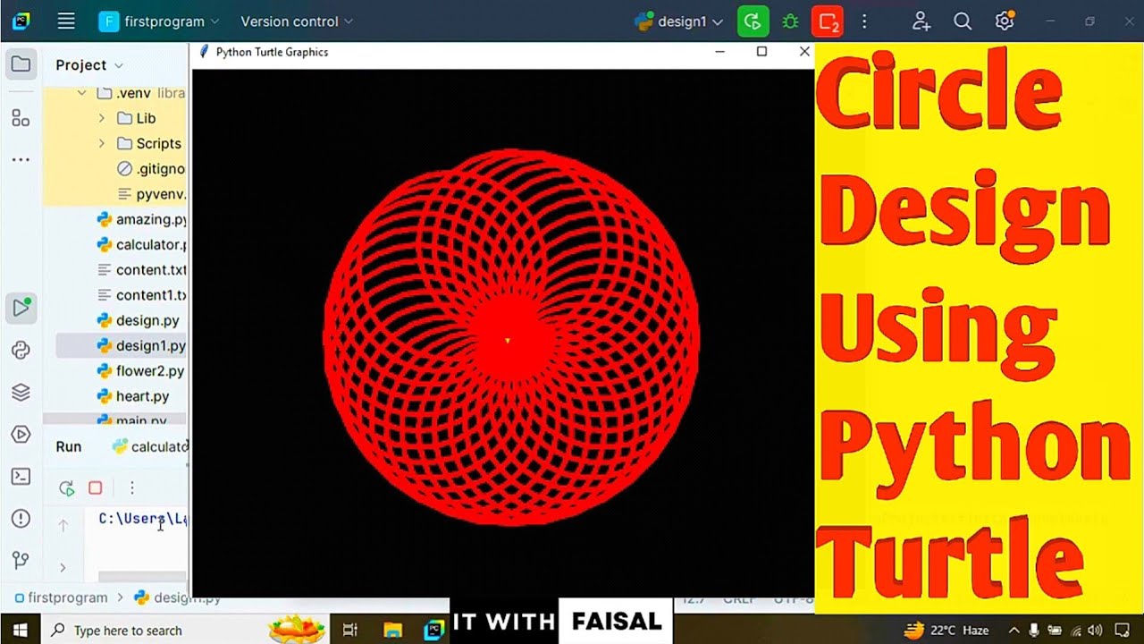 Circle Design Using Python Turtle Graphics Easy Python Coding Drawing