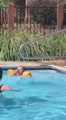 Amy S Epic Flip Into The Swimming Pool With Floaties Shorts