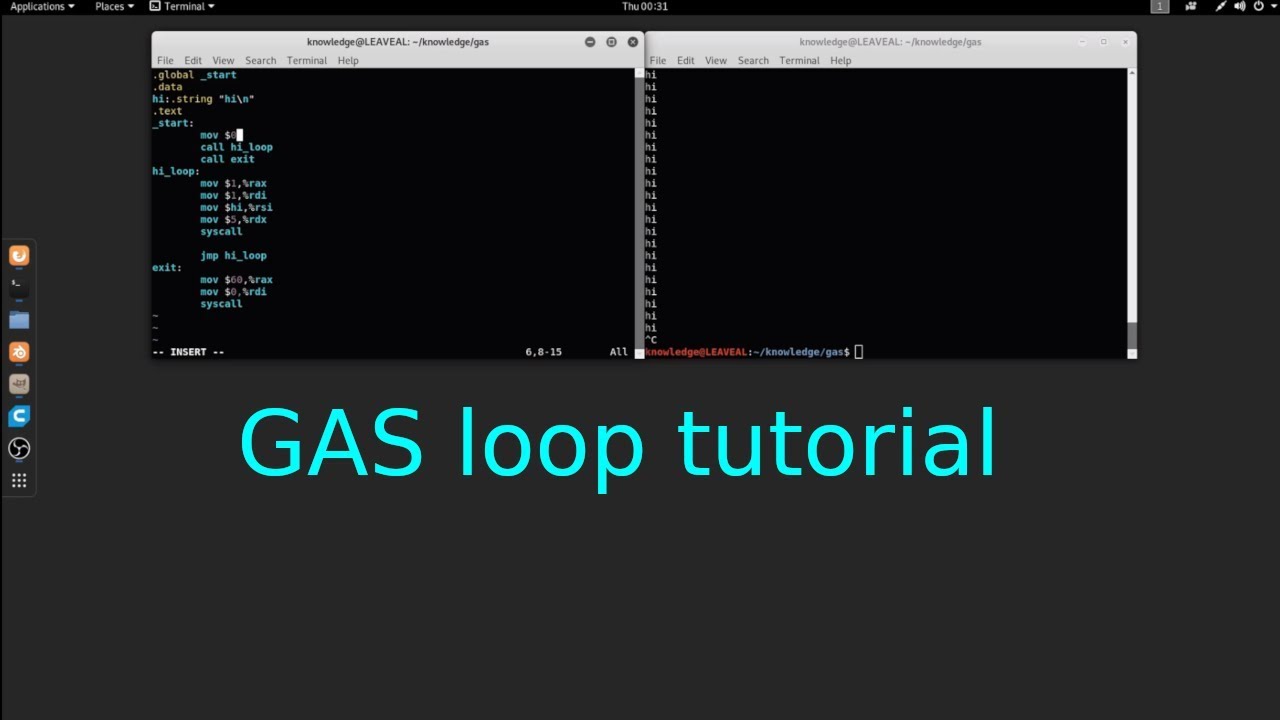 Gas X64 Gnu Assembler Loop Tutorial In Linux Youtube