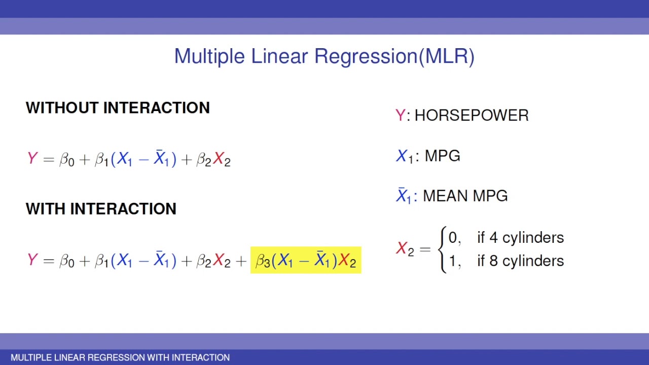 Multiple Linear Regression With Interaction Theory Part 2 Youtube