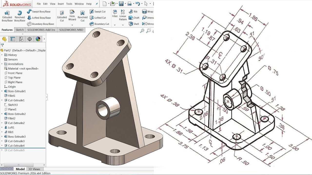 Solidworks Tutorial For Beginners Exercise 19 Youtube