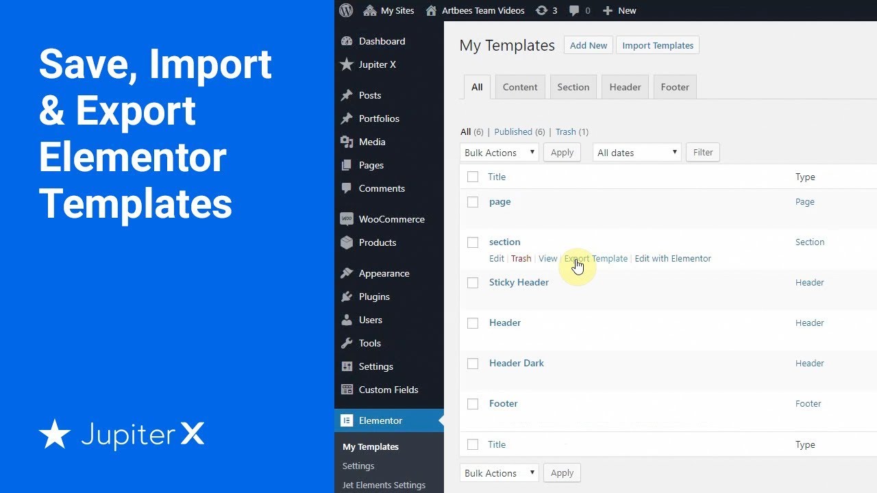 Save Import Export Elementor Templates Youtube