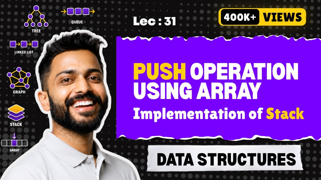 Lec 31 Push Operation Using Array Implementation Of Stack Data
