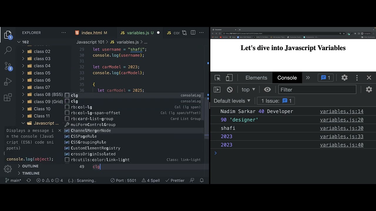 Javascript Strings Loops Variables Creative Frontend Youtube