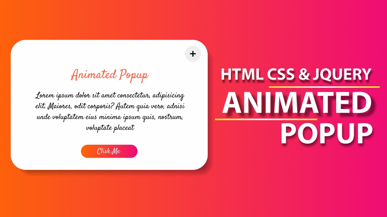 How To Create A Pop Up Animation With A Html Css And Javascript A