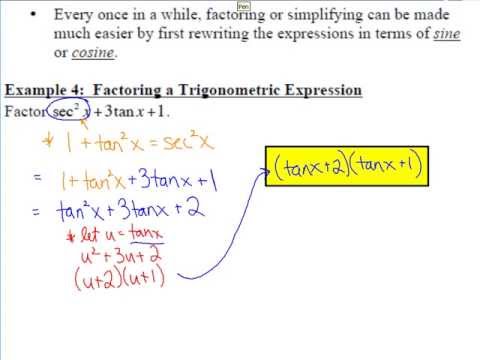 Pc 5 1 Notes Example 5 Simplifying A Trigonometric Expression Youtube