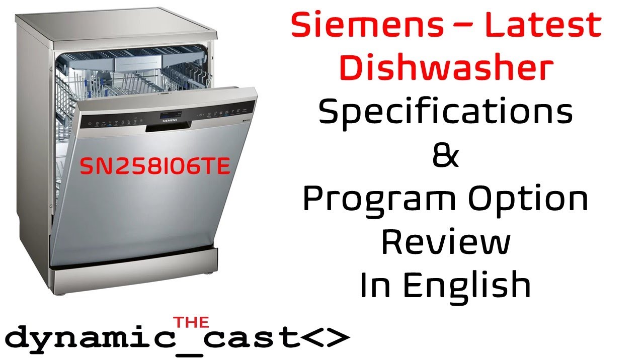 Siemens Dishwasher Sn258i06te Specification Program Options In