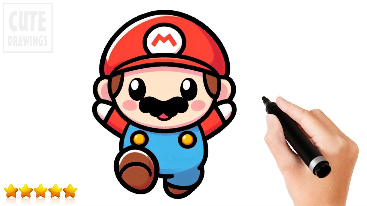 How To Draw Mario Bros Easy And Cute Youtube