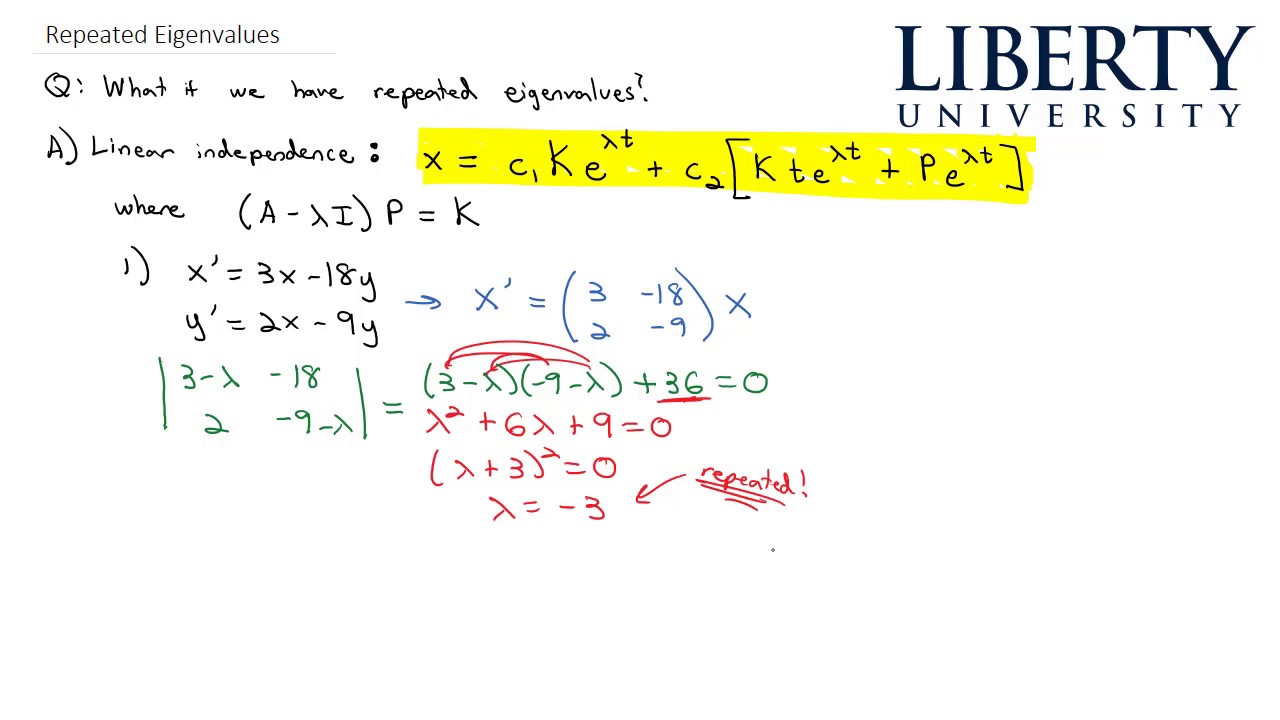 Repeated Eigenvalues Youtube