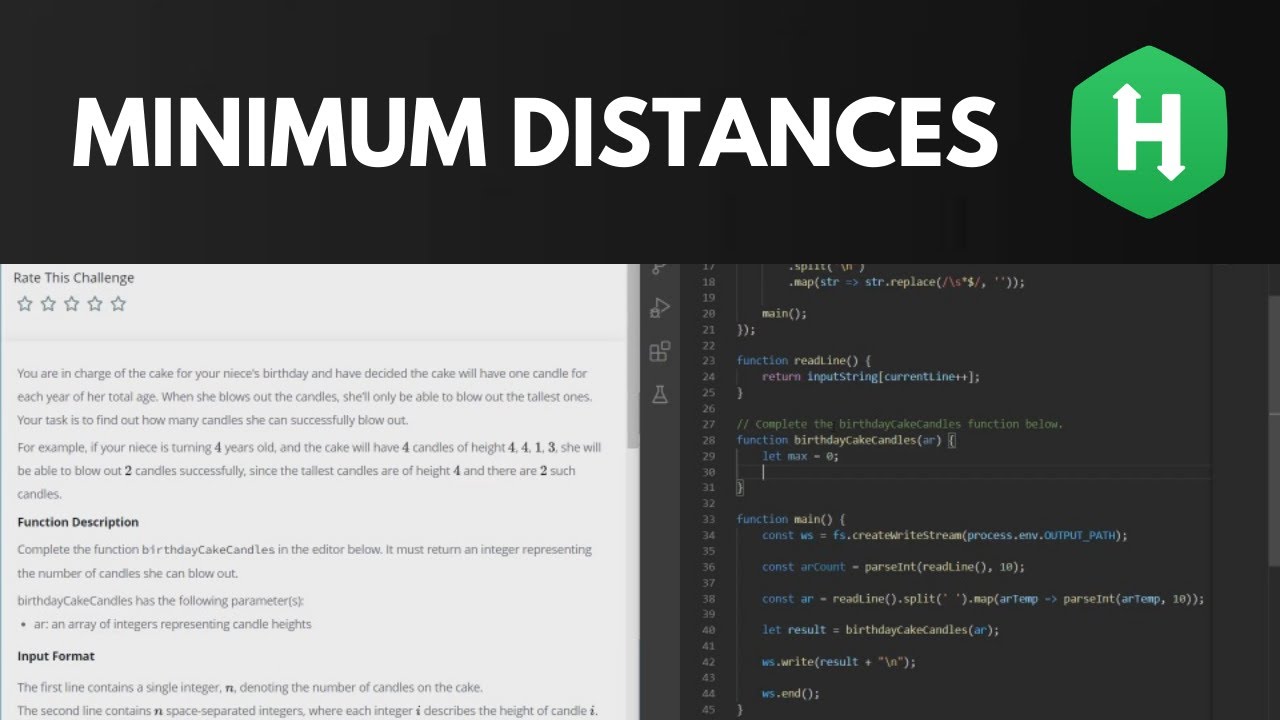 Hackerrank Minimum Distances Solution Walkthrough Javascript Youtube