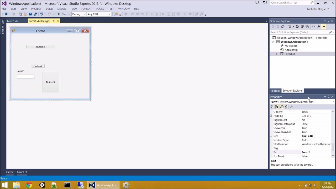 Vb Net 2013 Gui Intro To Gui Applications Youtube