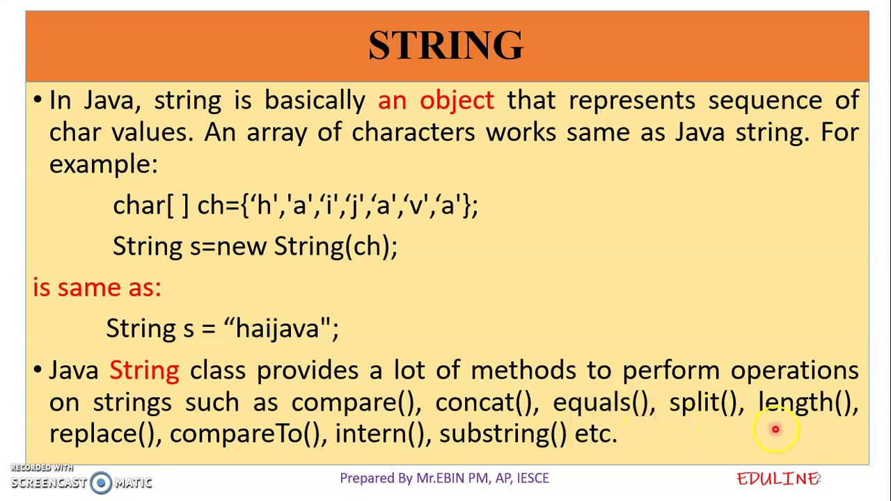 Java Module 4 Topic 1 String Handling Creating String Objects