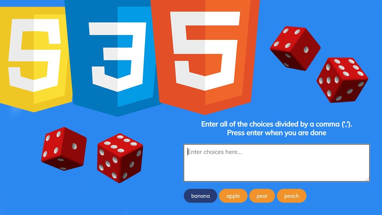 Html Random Choice Mini Project Html Css Javascript Tutorial Youtube