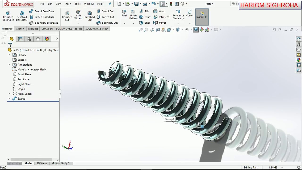 Solidworks Tutorial Spring Youtube