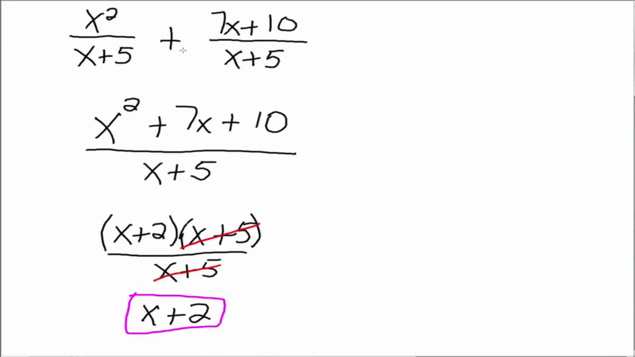 Add And Subtract Rational Expressions With Like Denominators Youtube