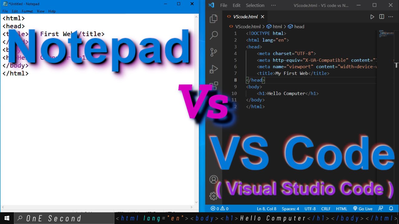Vs Code Vs Notepad Why Vs Code Is Better Youtube