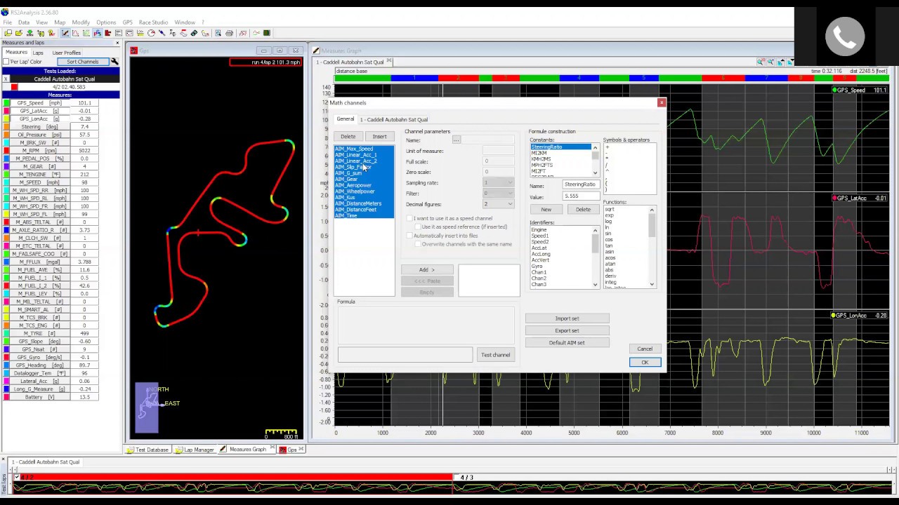 Using Math Channels In Race Studio 2 Analysis Youtube