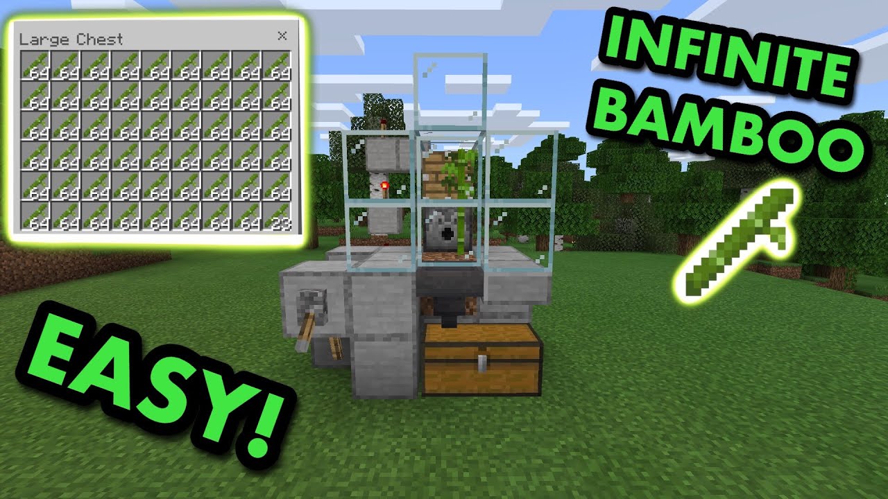 Simple Fast Automatic Bamboo Farm Tutorial In Minecraft Bedrock Mcpe