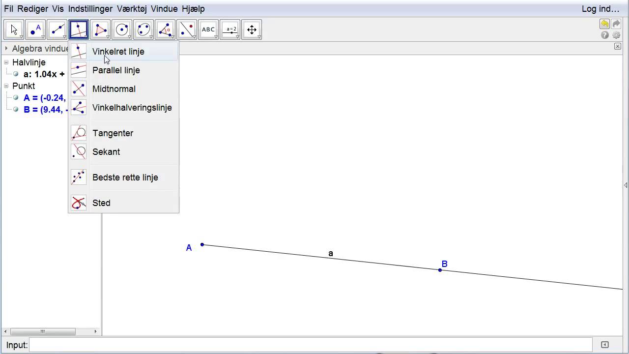 Ret Vinkel I Geogebra Youtube