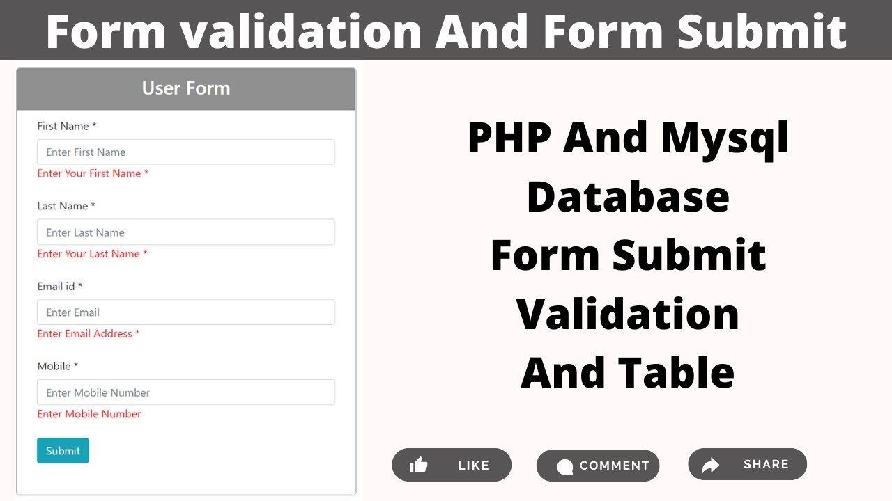 Server Side Required Field Validation Using Php Form Validation Send