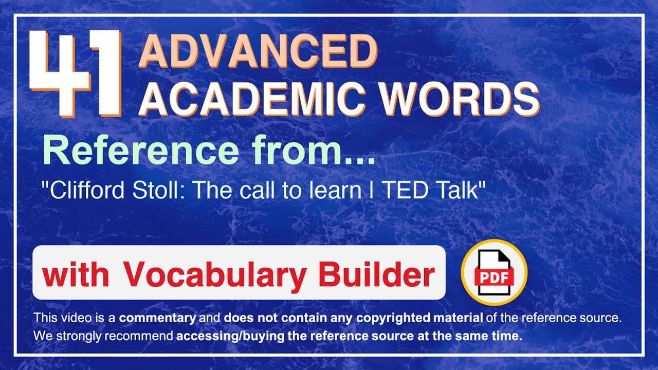 41 Advanced Academic Words Ref From Clifford Stoll The Call To Learn
