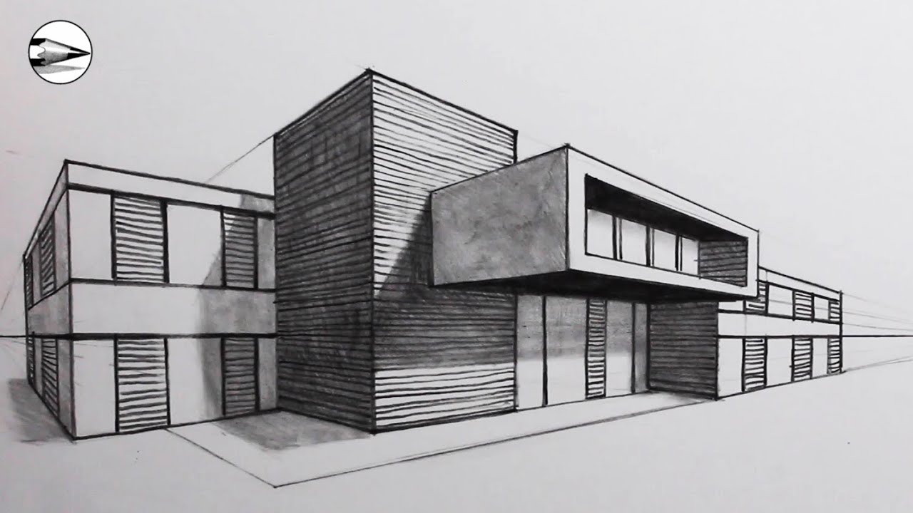 How To Draw In 2 Point Perspective Modern House