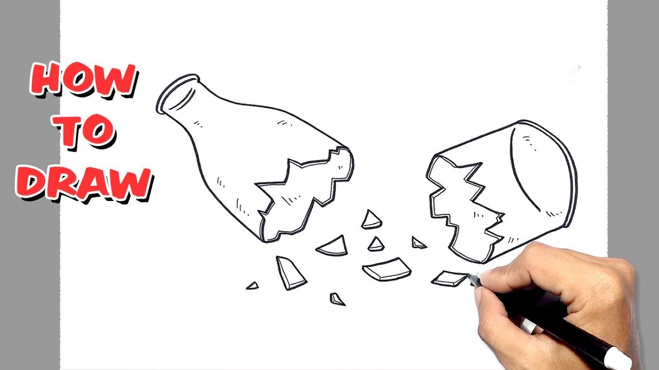 How To Draw Broken Bottle Youtube
