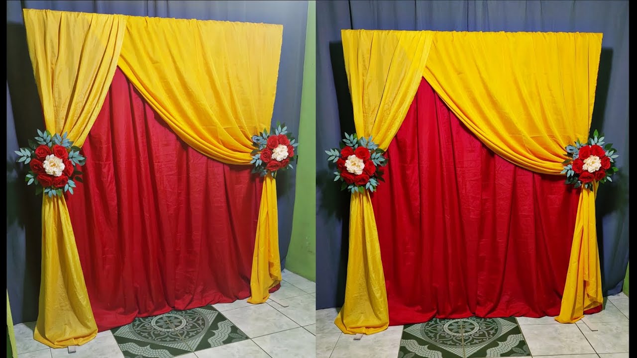 Simple And Easy Floral Backdrop Red And Yellow Combination Diy