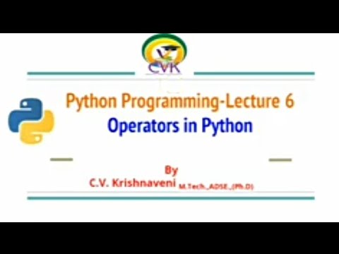 Python Programming Lecture 6 Operators In Python Youtube