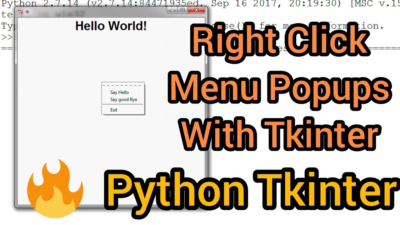 Right Click Menu Popups With Python Tkinter Youtube