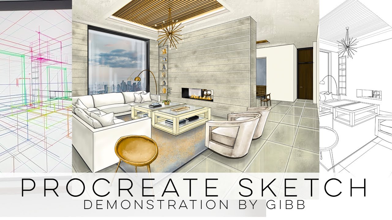 How To Sketch A Conceptual Perspective With Procreate For Interior
