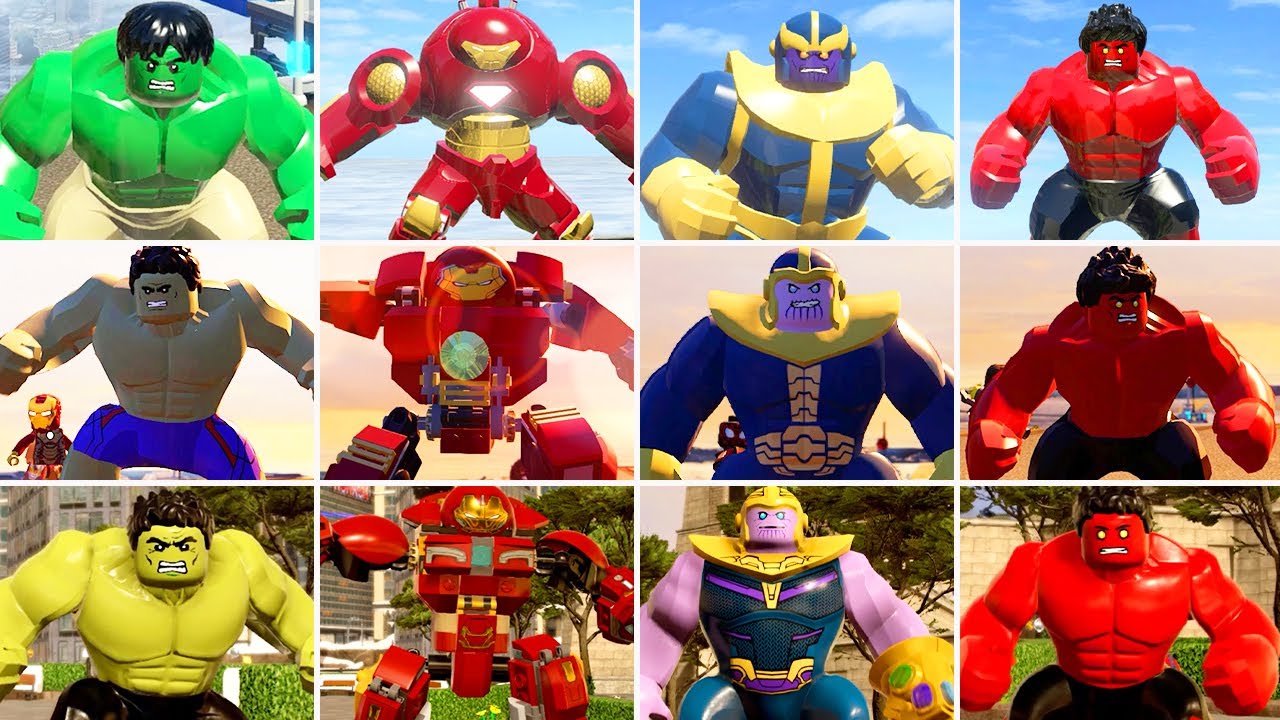Evolution Of All Big Fig Characters In Lego Marvel Videogames Side By