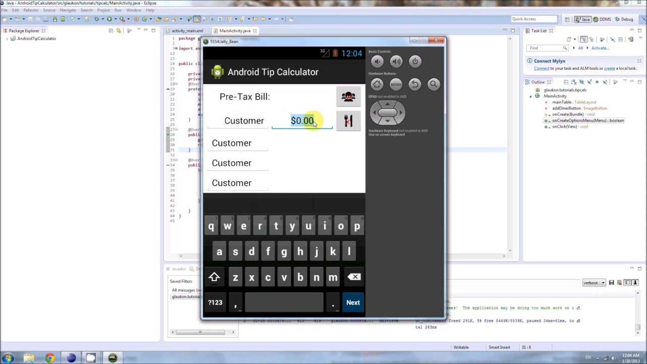 Android Studios Java Tip Calculator Kjlkjaplus