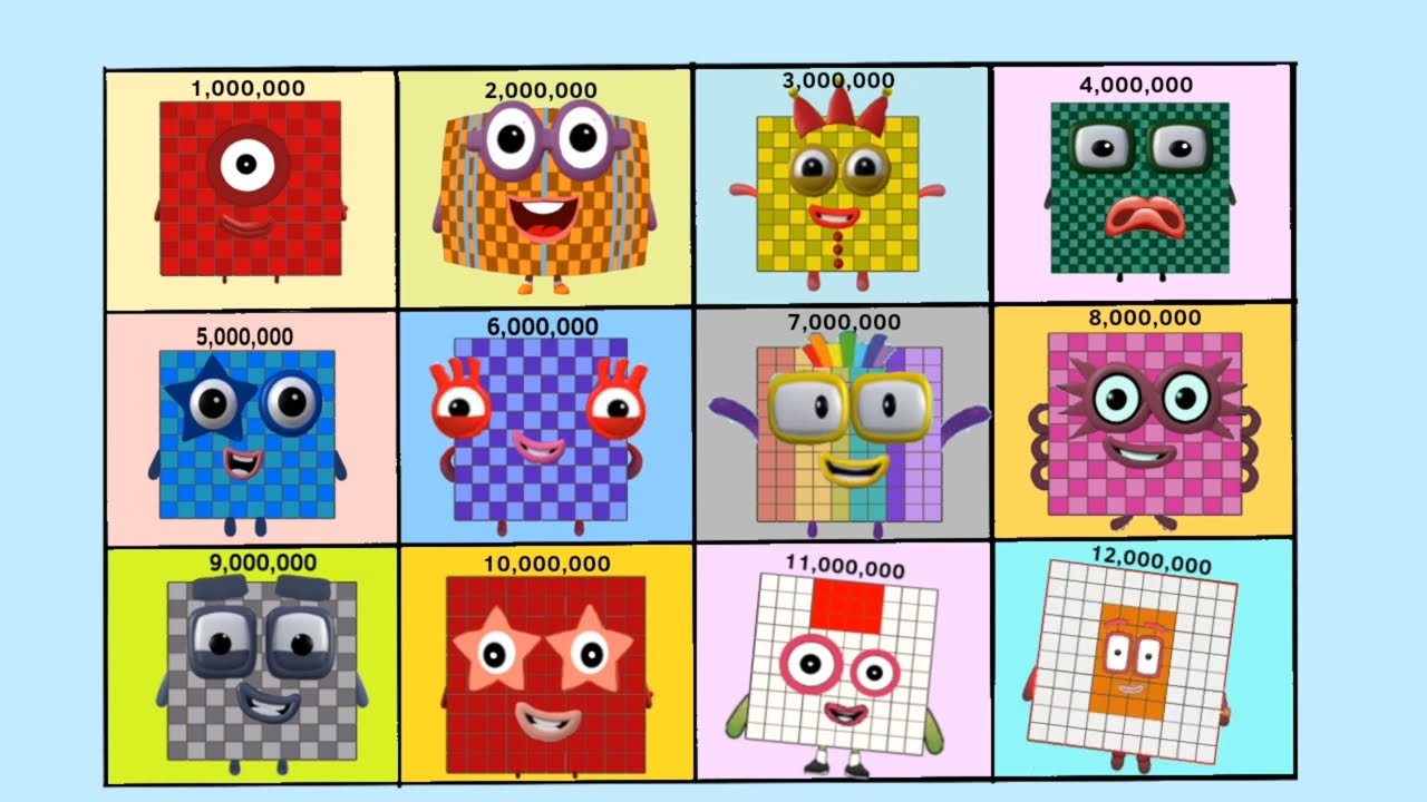 Numberblocks 1 Million To 12 Million Dance To The Beat Of The Music