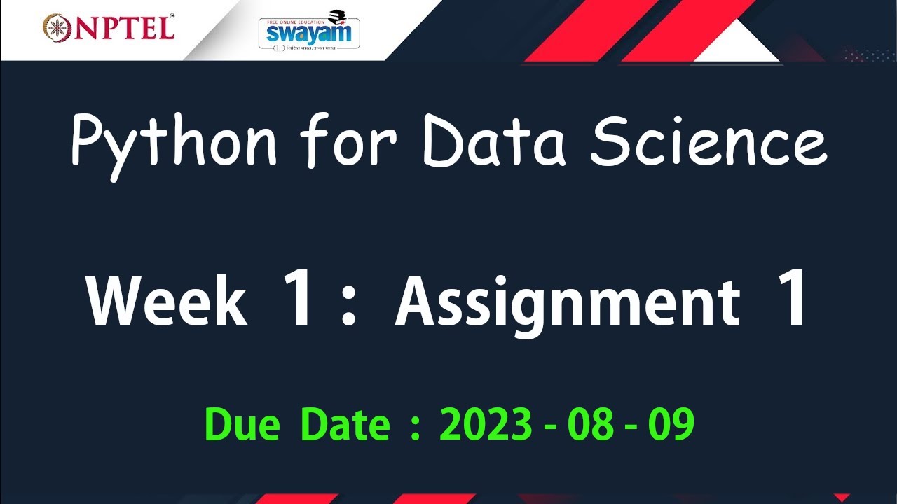 Nptel Python For Data Science Assignment 1 Answers Quiz Solution Week