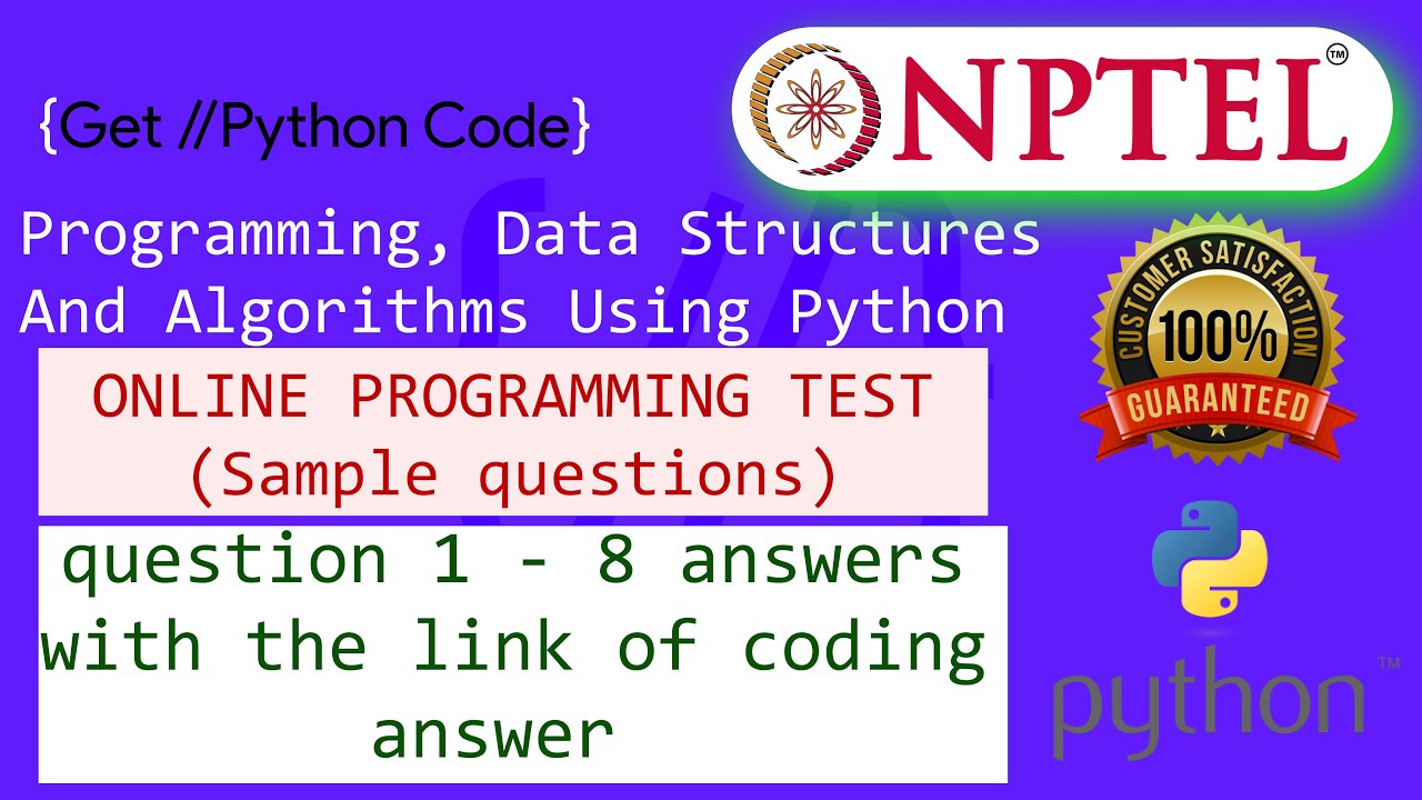 Nptel Programming Data Structures And Algorithms Using Python Sample