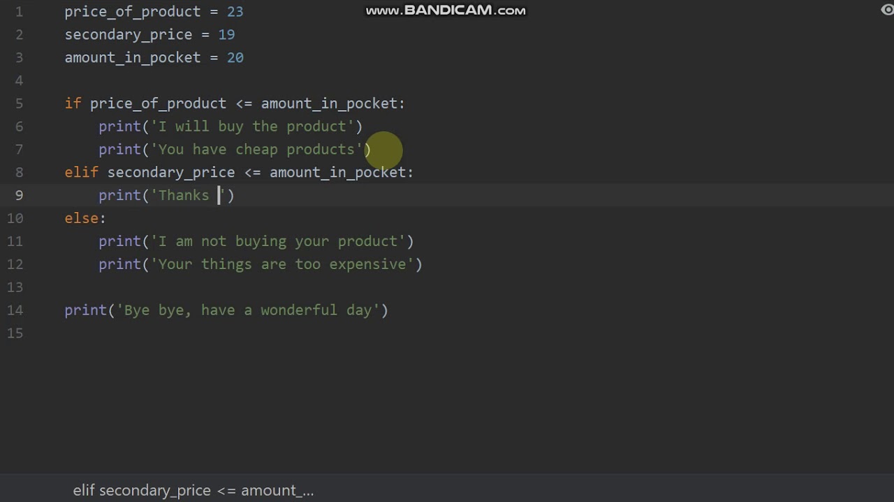 Python Basics Part 11 Elif Statement Youtube