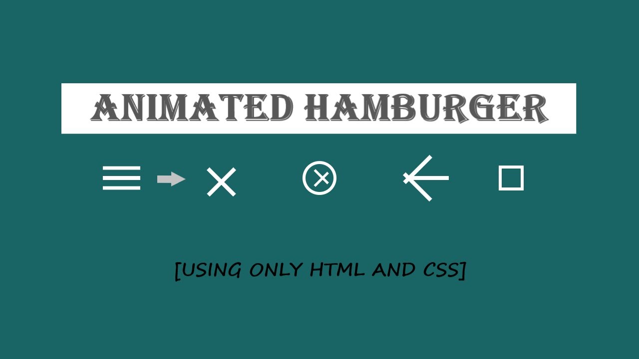 Animated Hamburger Using Html And Css Menu Icon Html Css Youtube