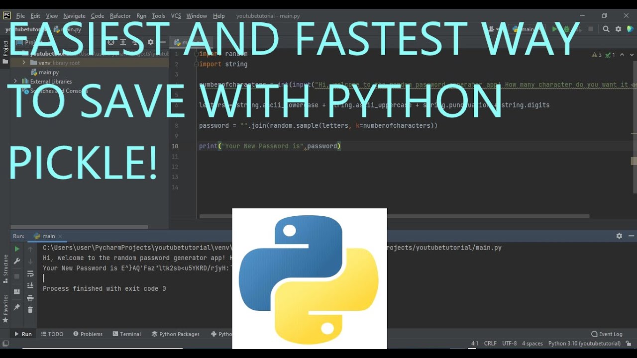 Best Way Of Saving With Python Pickle Youtube