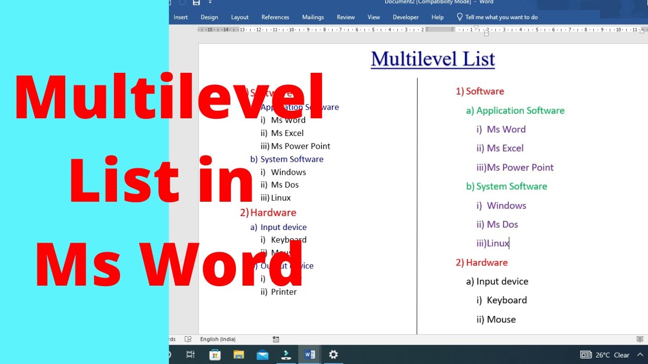 How To Create Multilevel List In Microsoft Word Youtube Nbkomputer