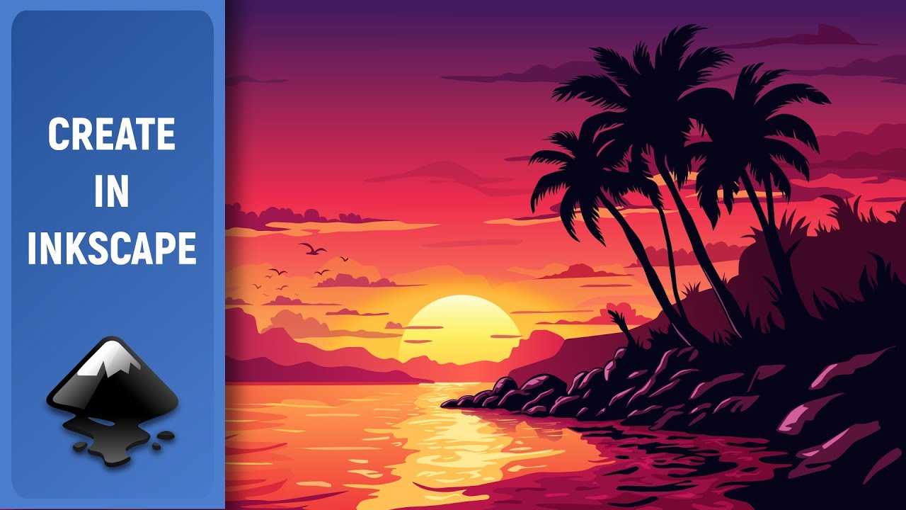 Vector Sea Sunset Made In Inkscape Speed Art Youtube